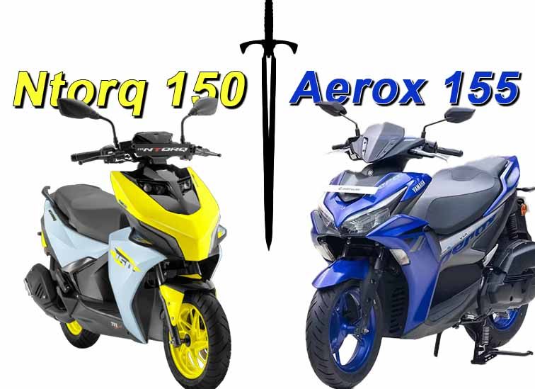 TVS Ntorq 150 vs Yamaha Aerox 155: Which 150cc Scooter is best ...